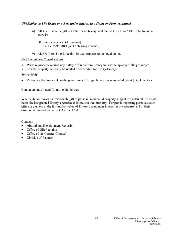 Example gift acceptance policy | PDF