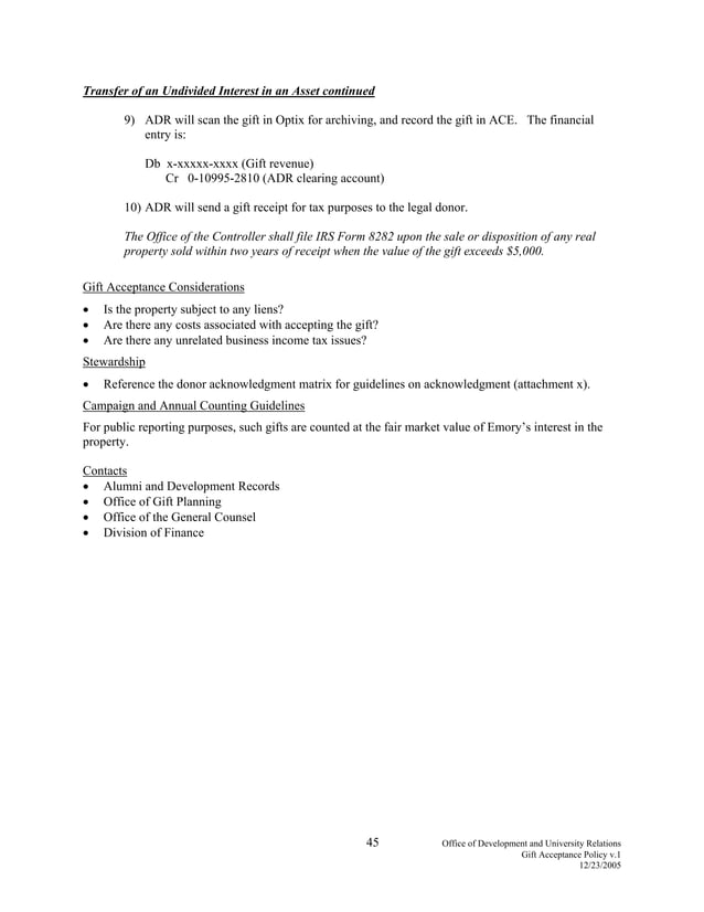 Example gift acceptance policy | PDF