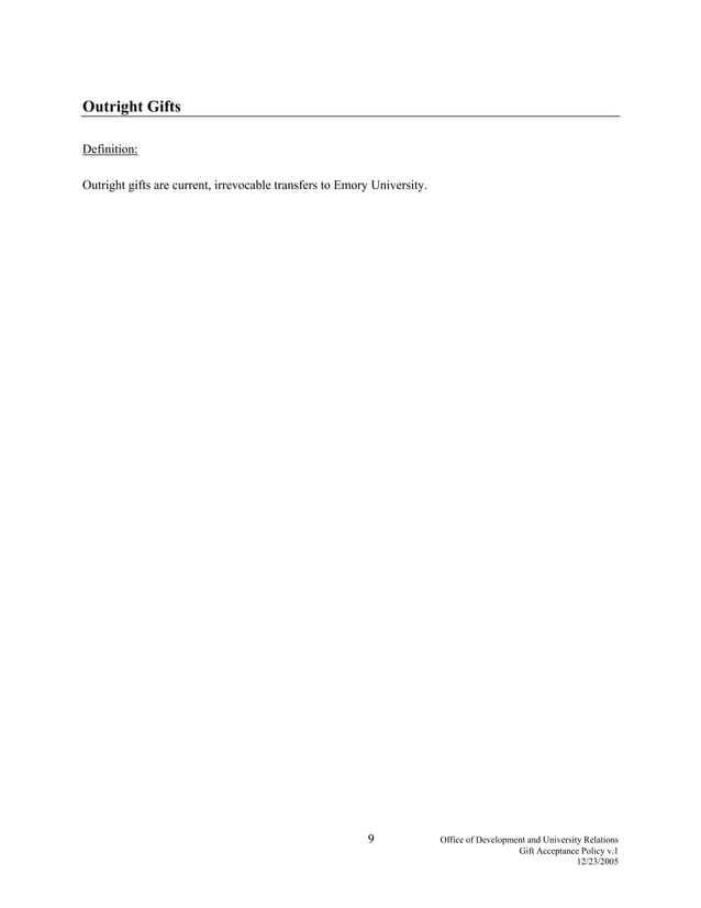 Example gift acceptance policy | PDF