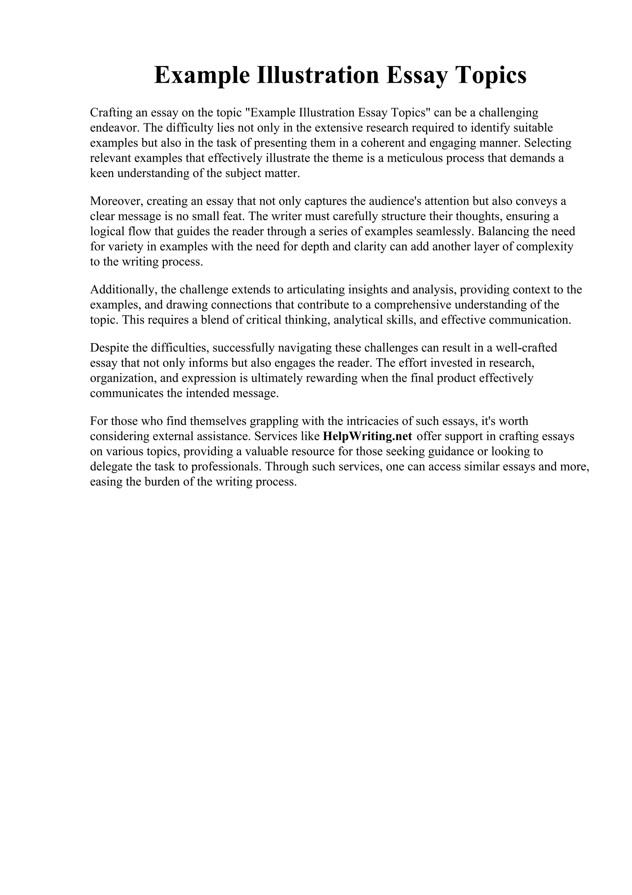 Example Illustration Essay Topics | PDF