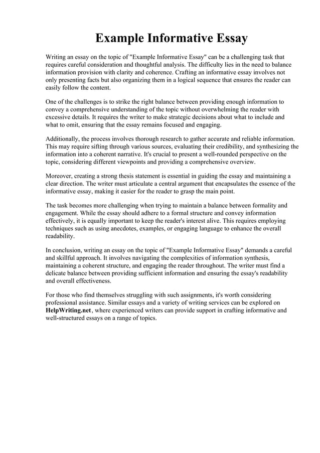 Example Informative Essay | PDF | Homework and Study | Education