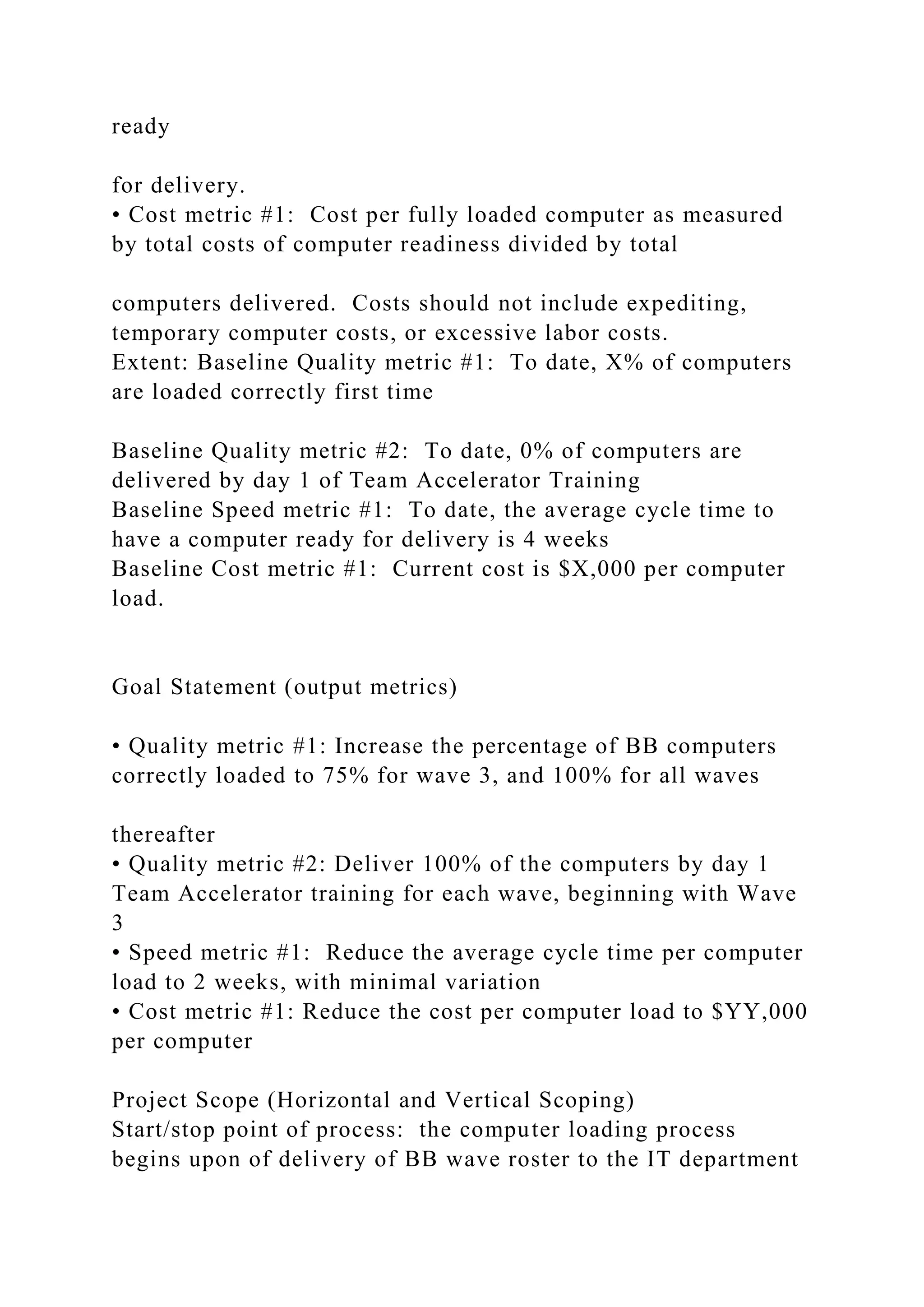 Example Lean Six Sigma Charter Enclosure 2, LSS.docx