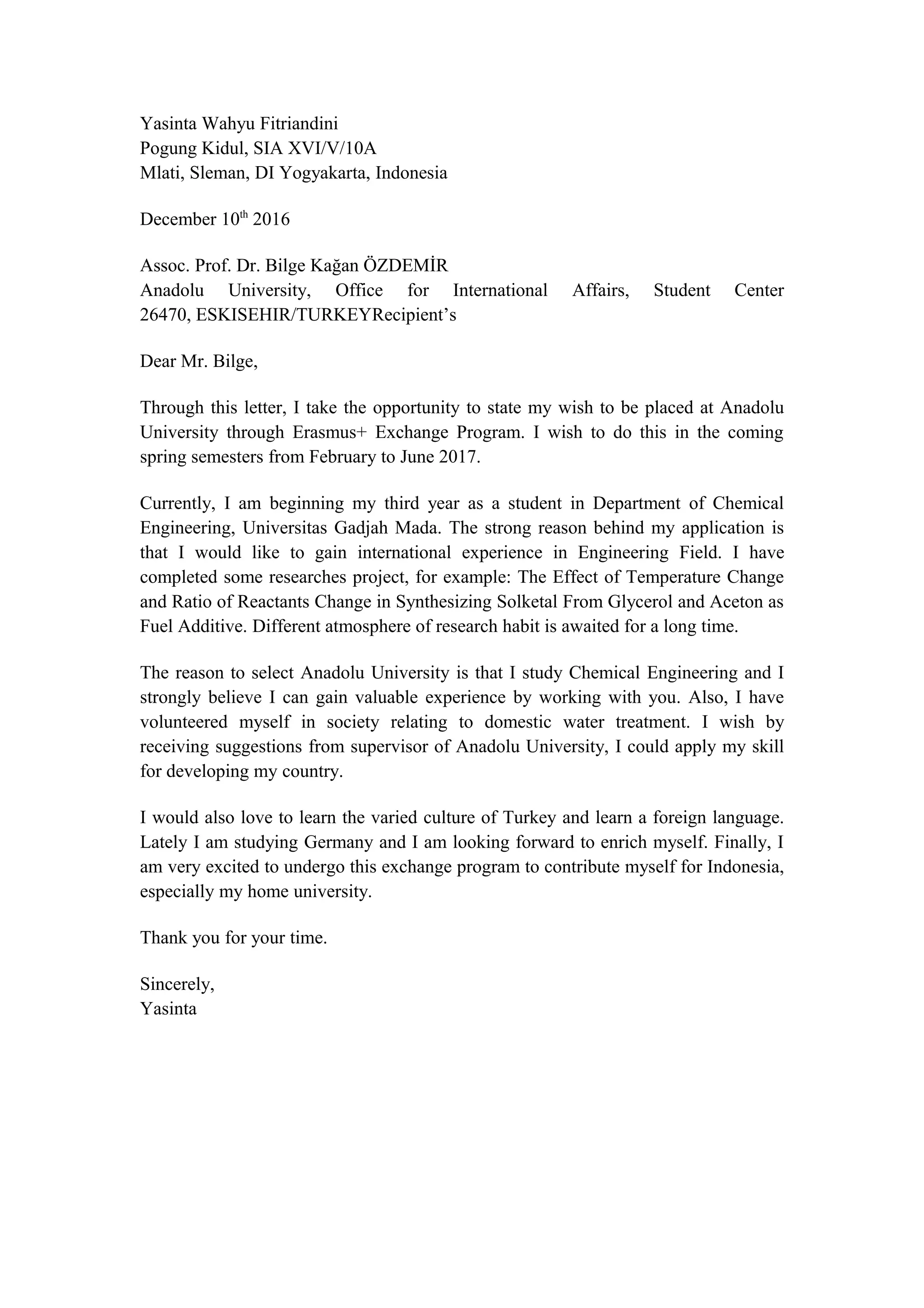 Example motivation letter | PDF