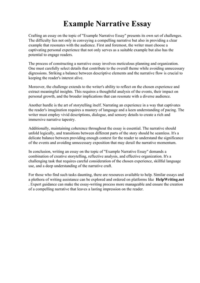 Example Narrative Essay | PDF