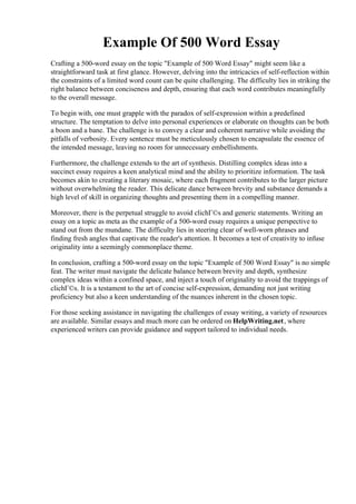 Example Of 500 Word Essay | PDF