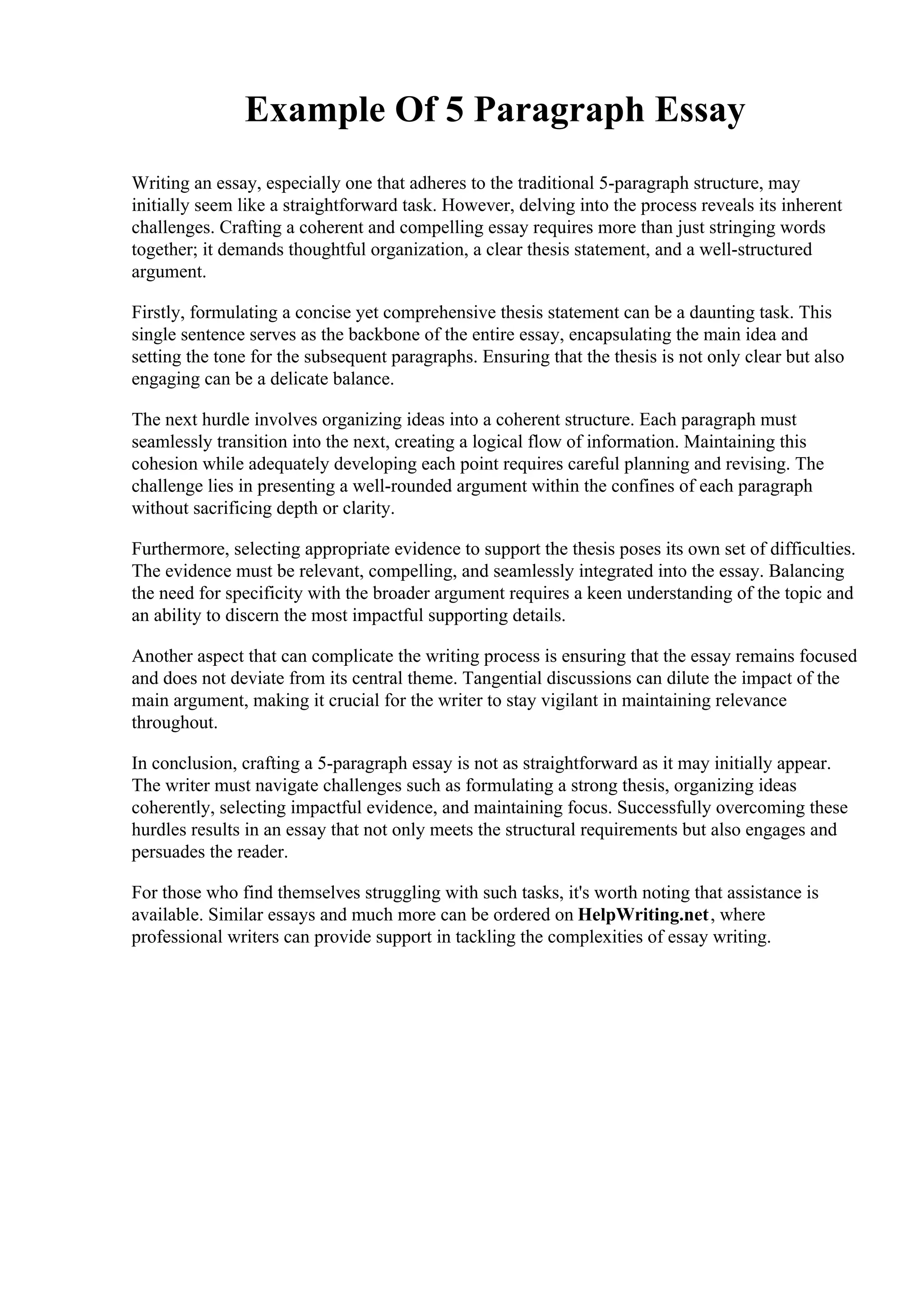 Example Of 5 Paragraph Essay.pdf | Homework and Study | Education
