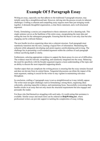 Example Of 5 Paragraph Essay | PDF