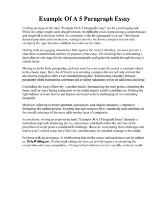 Example Of A 5 Paragraph Essay. Five paragraph-essay-sample | PDF