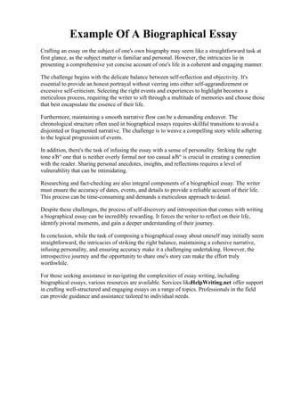 Example Of A Biographical Essay. How to write a biographical essay x ...