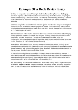 Example Of A Book Review Essay. book reviews examples - Google Search ...