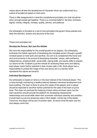 Example of a club mission statement; curriculum | PDF