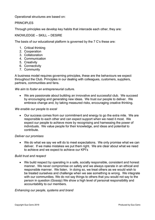 Example of a club mission statement; curriculum | PDF