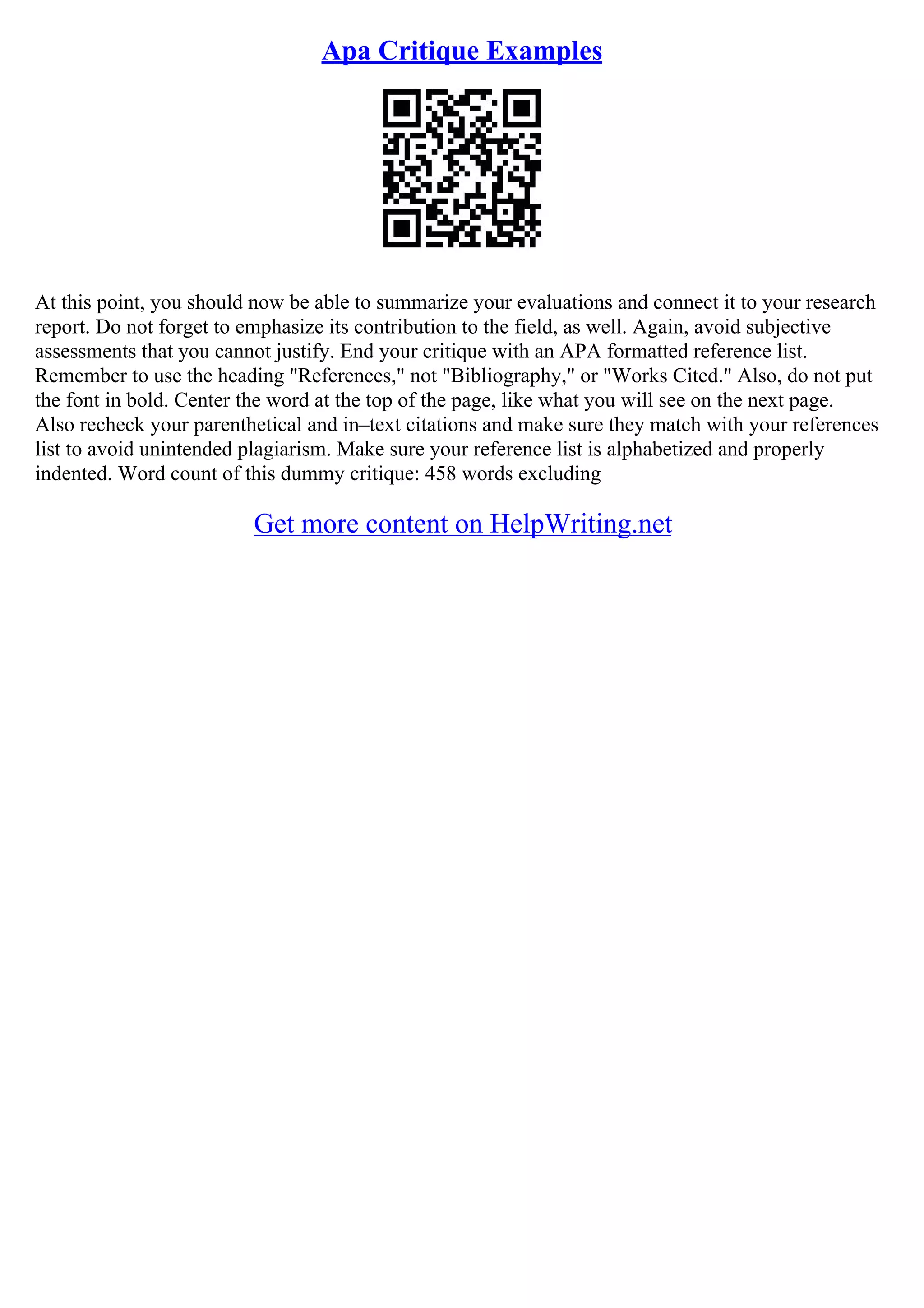 Example Of A Critique Essay | PDF