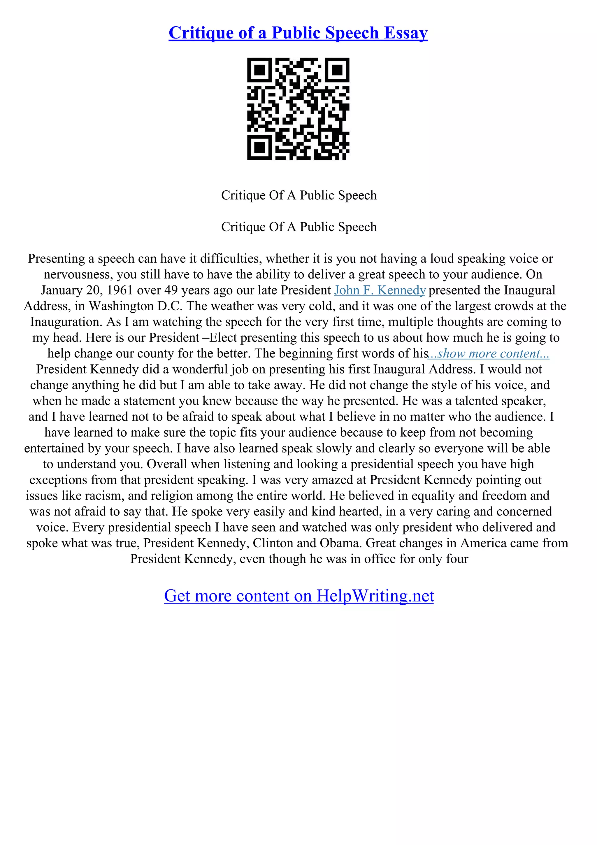 Example Of A Critique Essay | PDF