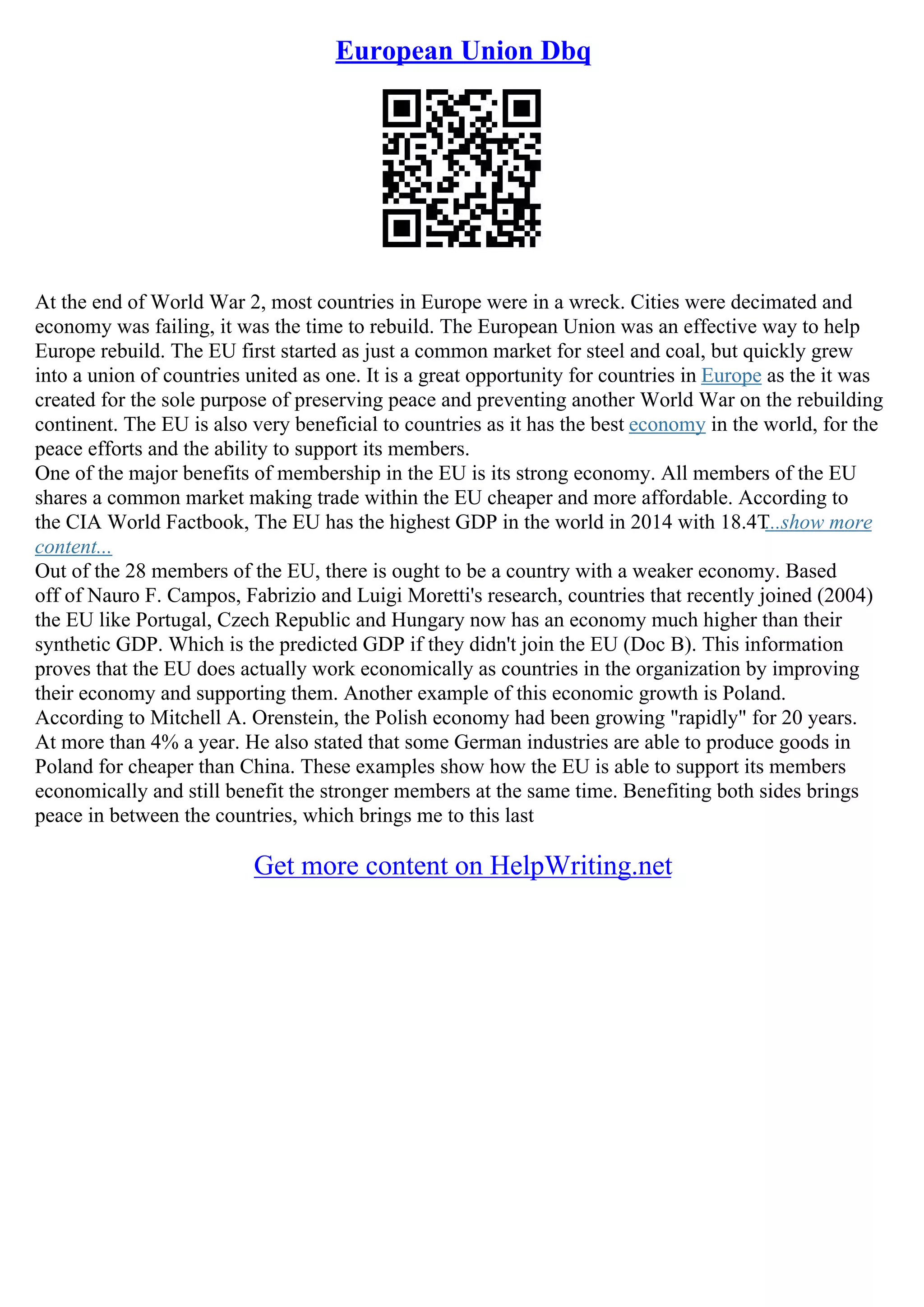 Example Of A Dbq Essay | PDF