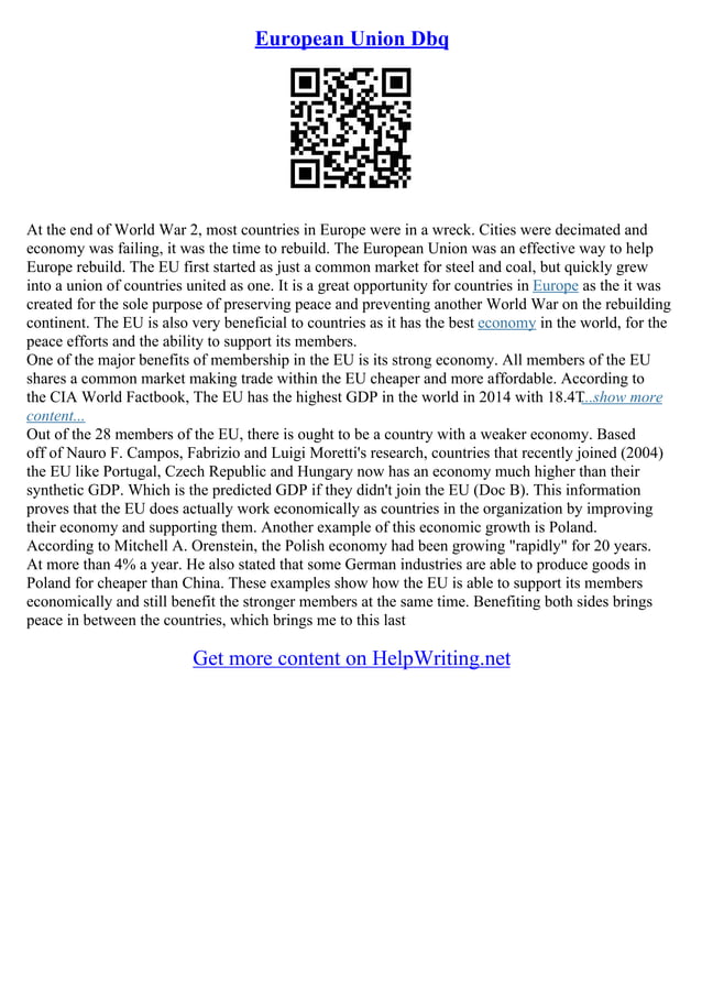 Example Of A Dbq Essay | PDF