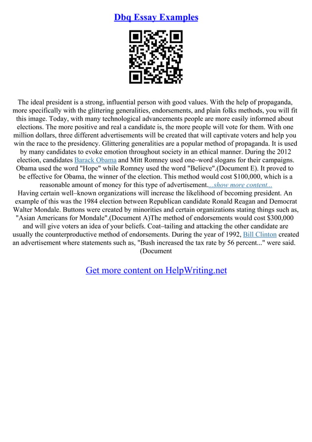 Example Of A Dbq Essay | PDF