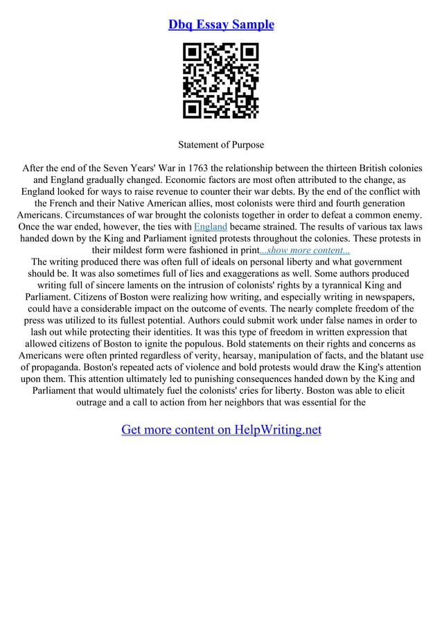 Example Of A Dbq Essay | PDF