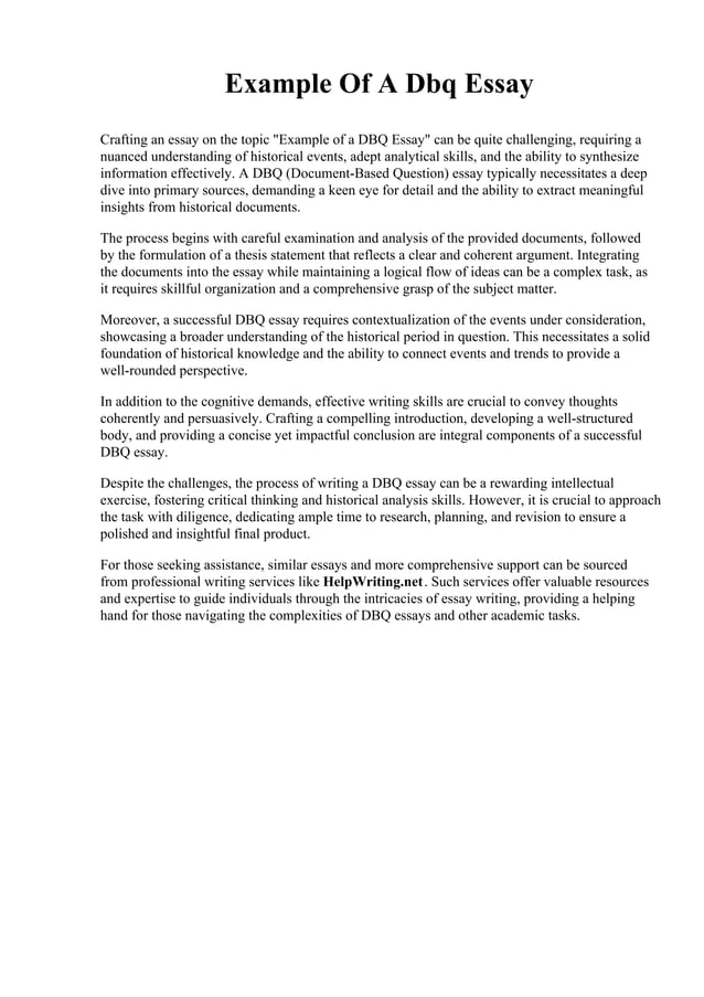 Example Of A Dbq Essay. University of North Carolina School of the Arts ...