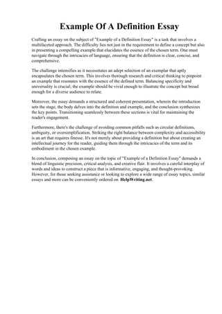 Example Of A Definition Essay | PDF
