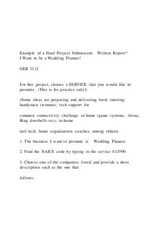 Example of a Final Project Submission Written Report | DOCX