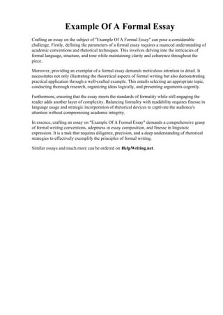 Example Of A Formal Essay | PDF