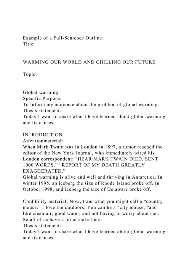 Example of a Full-Sentence OutlineTitle WARMING OUR WORLD.docx