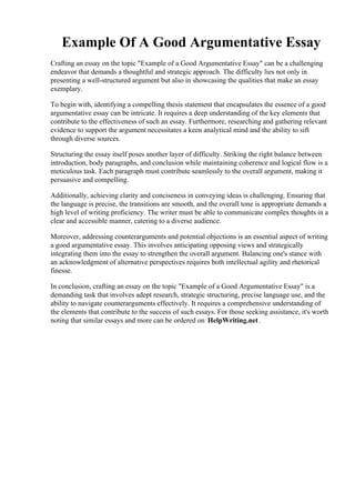 Example Of A Good Argumentative Essay. Argumentative Essay Examples PDF ...