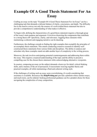 Example Of A Good Thesis State | PDF