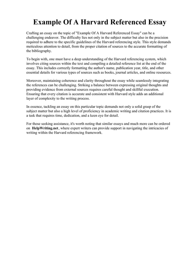 Example Of A Harvard Referenced Essay. Harvard - Referencing Guide ...