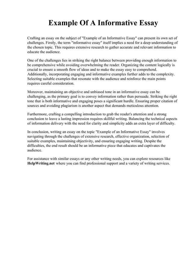 Example Of A Informative Essay. First Coast Technical College | PDF