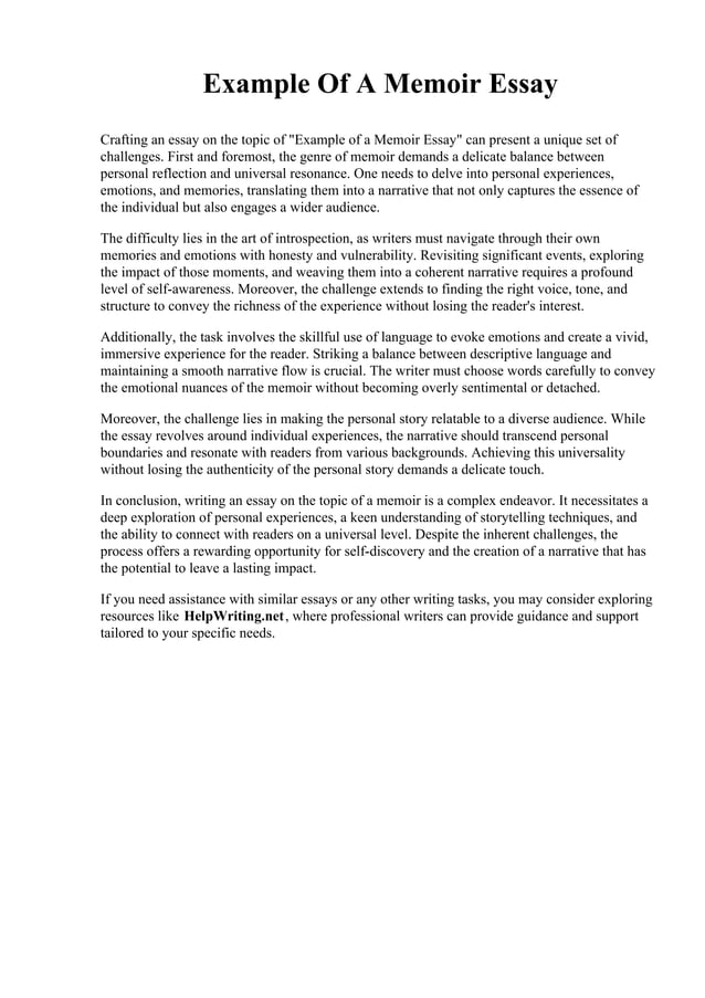 Example Of A Memoir Essay.pdf | Screenwriting | Content Production