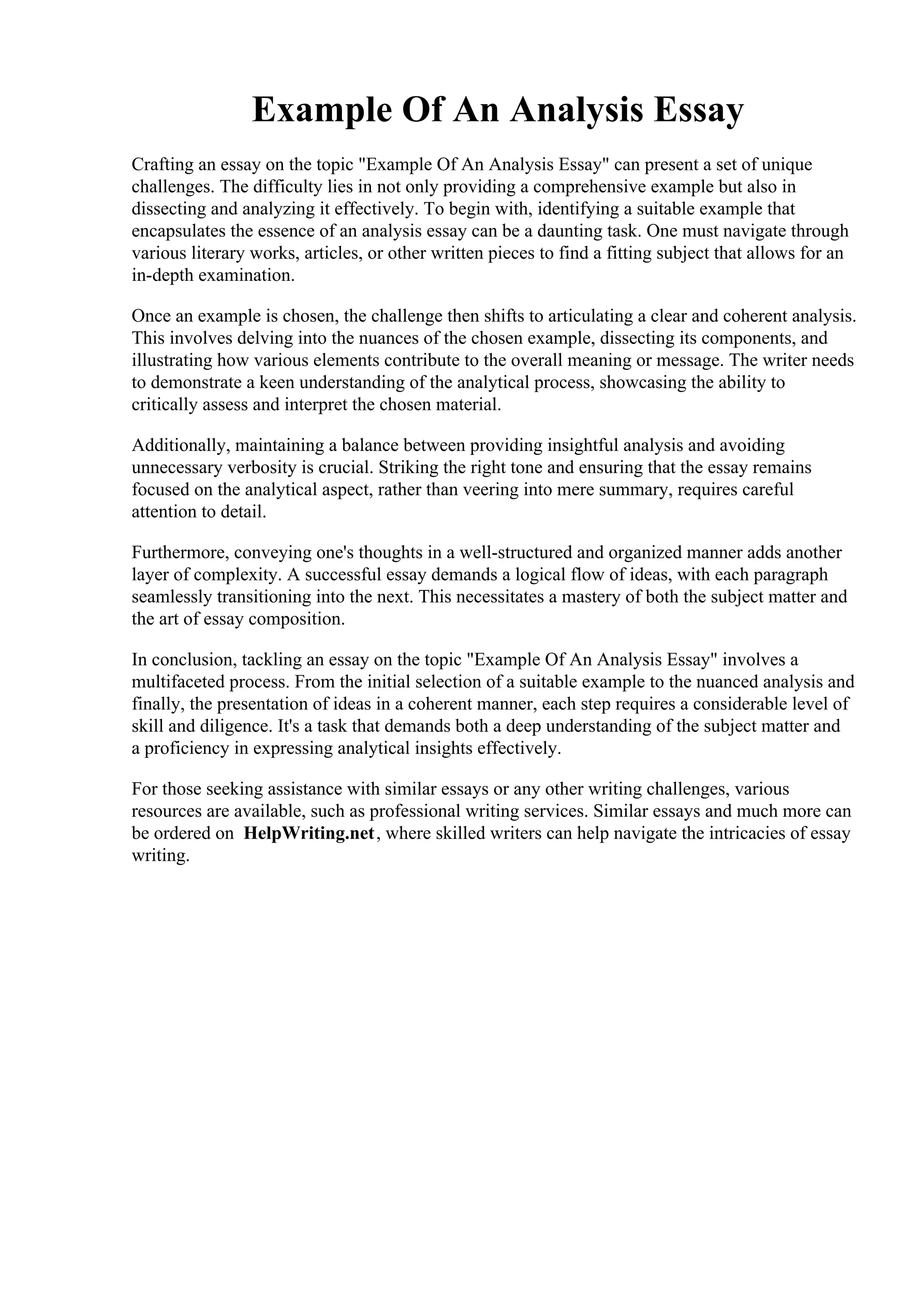 Example Of An Analysis Essay. Example analysis essay. How to Write a ...