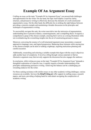 Example Of An Argument Essay | PDF