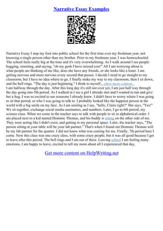 Example Of A Narrative Essay | PDF