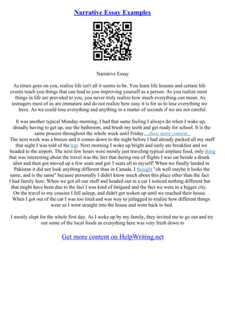 Example Of A Narrative Essay | PDF