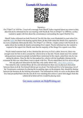 Example Of A Narrative Essay | PDF