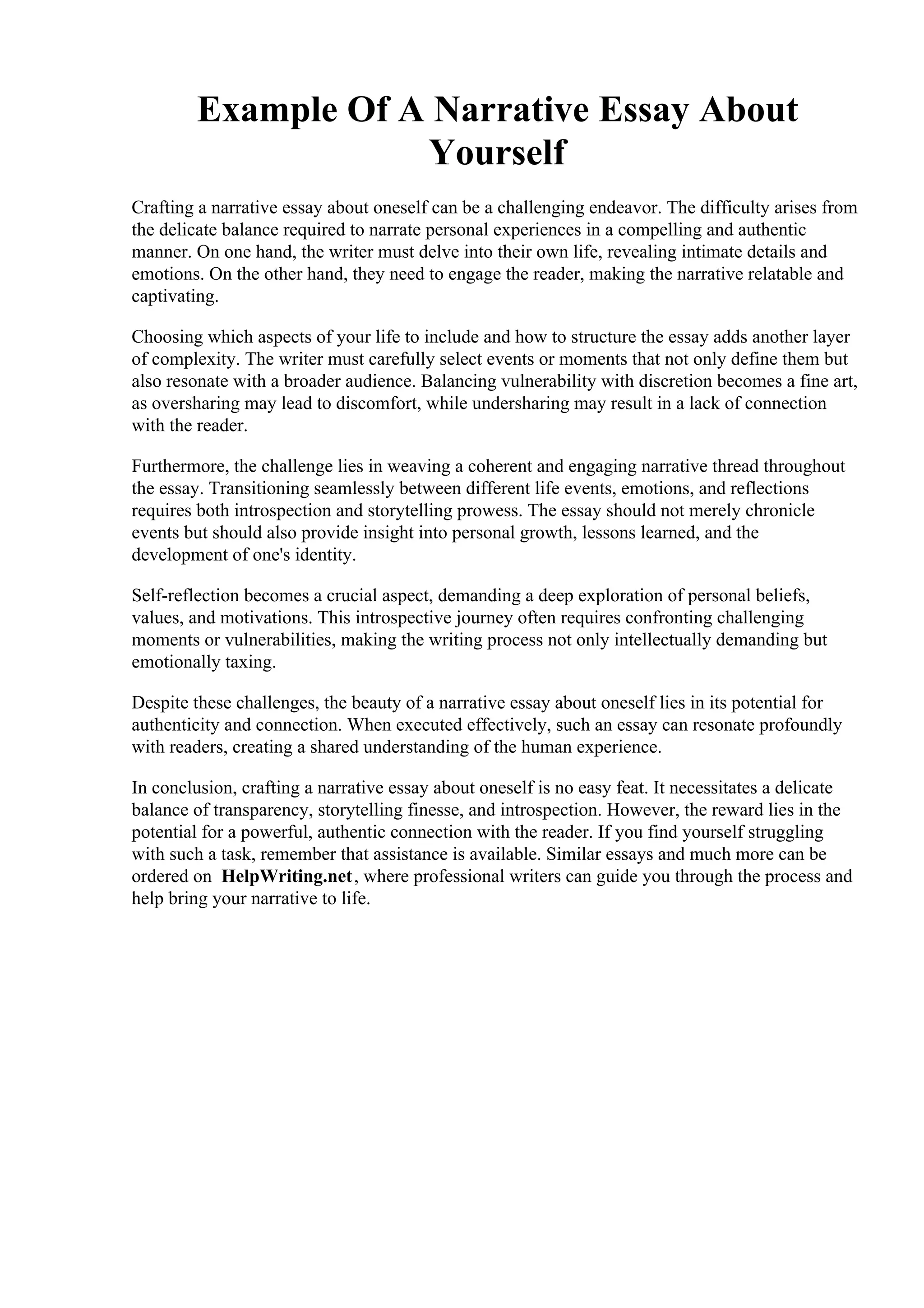 Example Of A Narrative Essay About Yourself.pdf