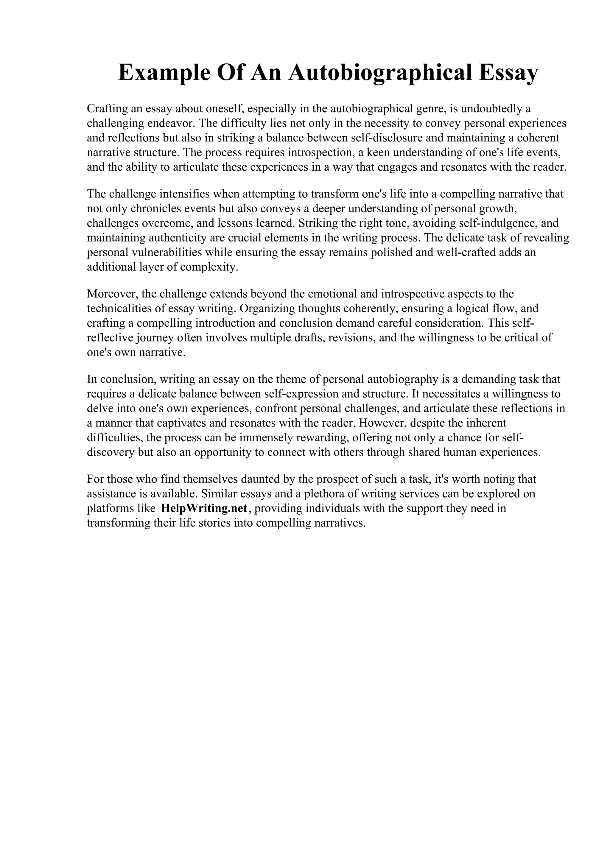 Example Of An Autobiographical Essay. 40 Autobiography Examples ...