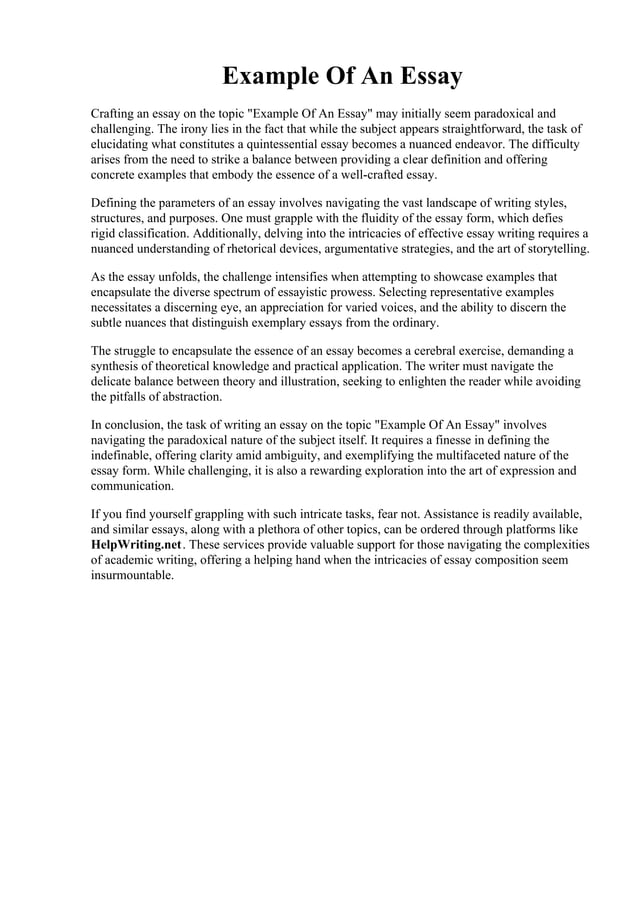 Example Of An Essay | PDF
