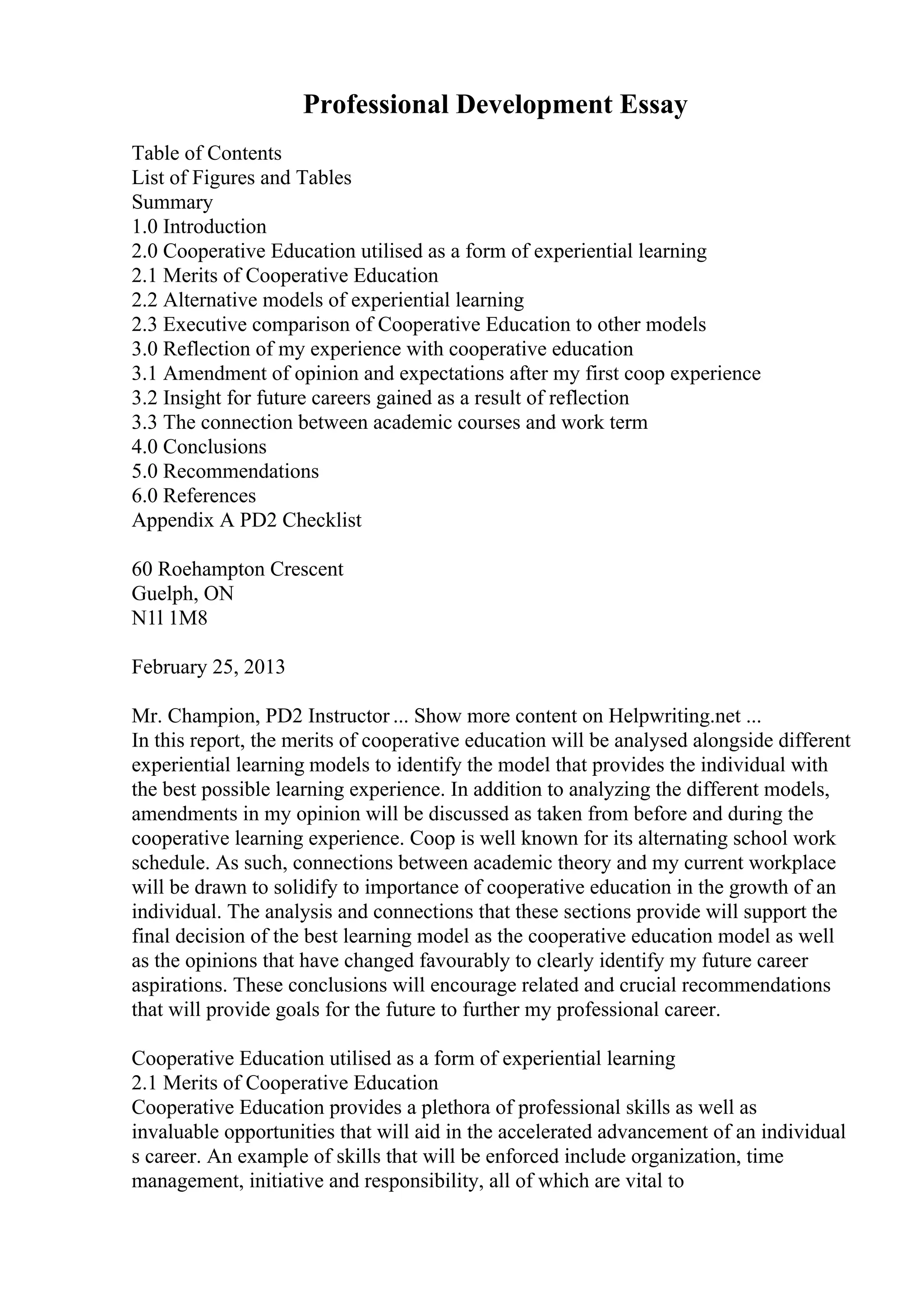Example Of An Essay About Yourself | PDF