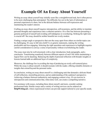 Example Of An Essay About Yourself | PDF