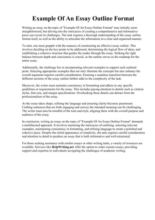 Example Of An Essay Outline Format | PDF