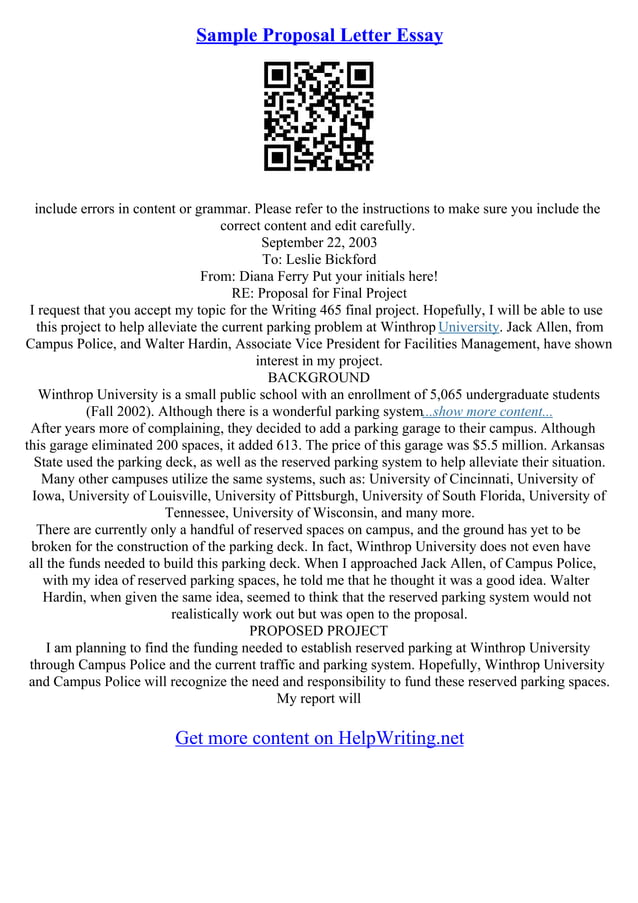 Example Of An Essay Proposal | PDF