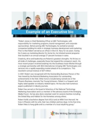 Example of an Executive bio