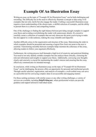 Example Of An Illustration Essay | PDF