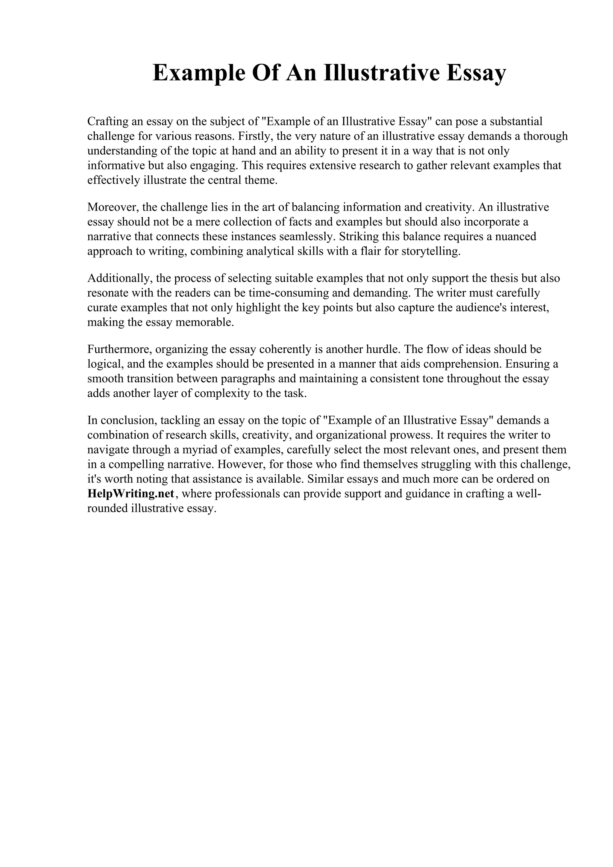 Example Of An Illustrative Essay. Oak Point University | PDF