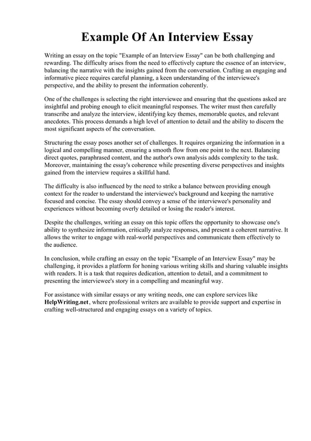 Example Of An Interview Essay | PDF