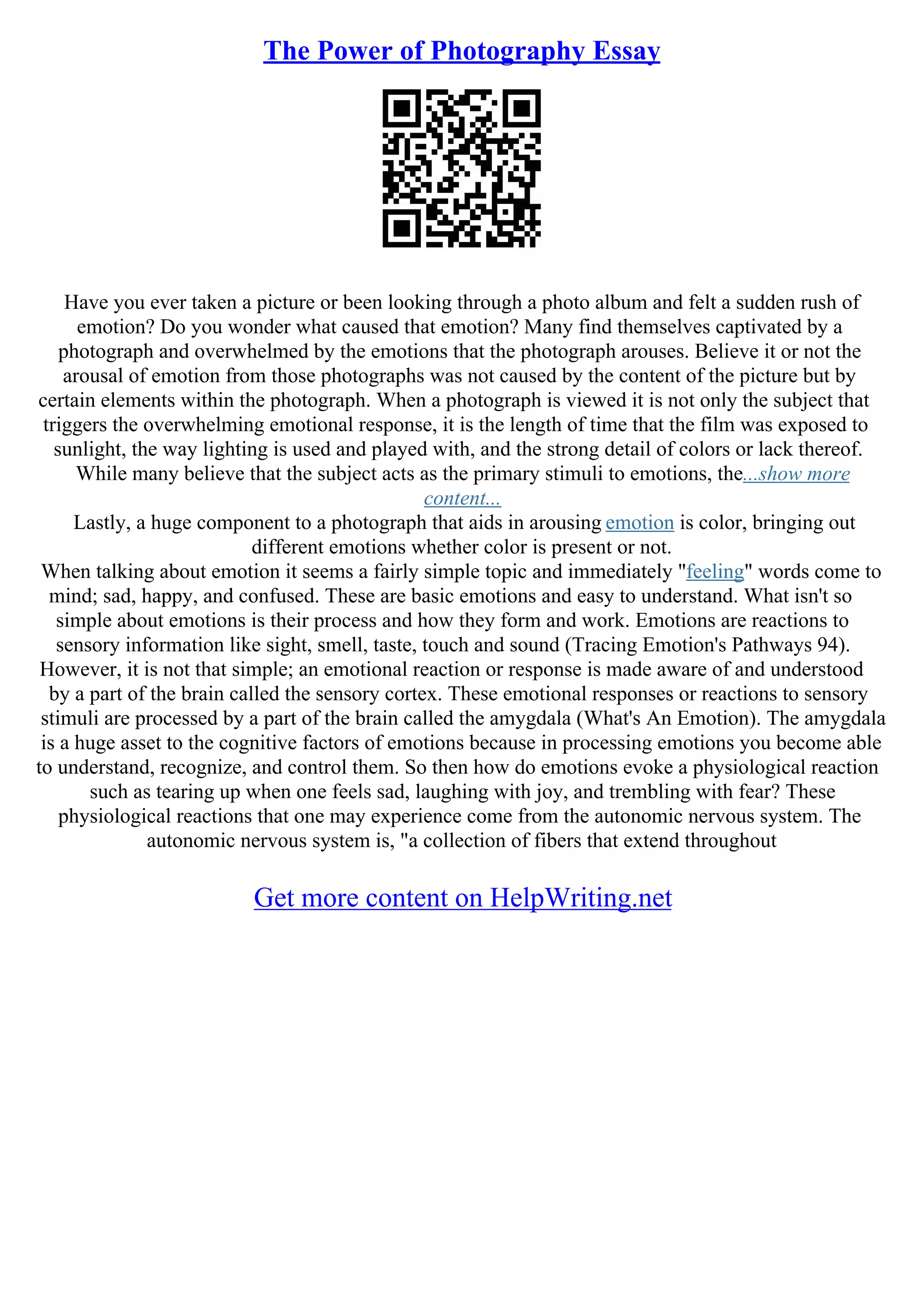 Example Of A Photo Essay | PDF