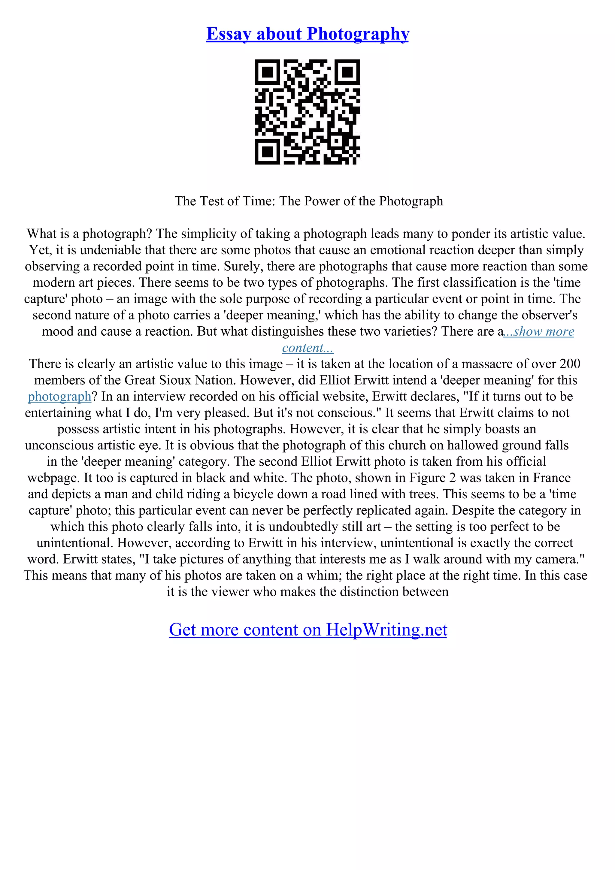 Example Of A Photo Essay | PDF